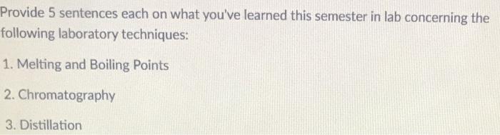 Solved provide 5 sentences each on what youve learned this | Chegg.com
