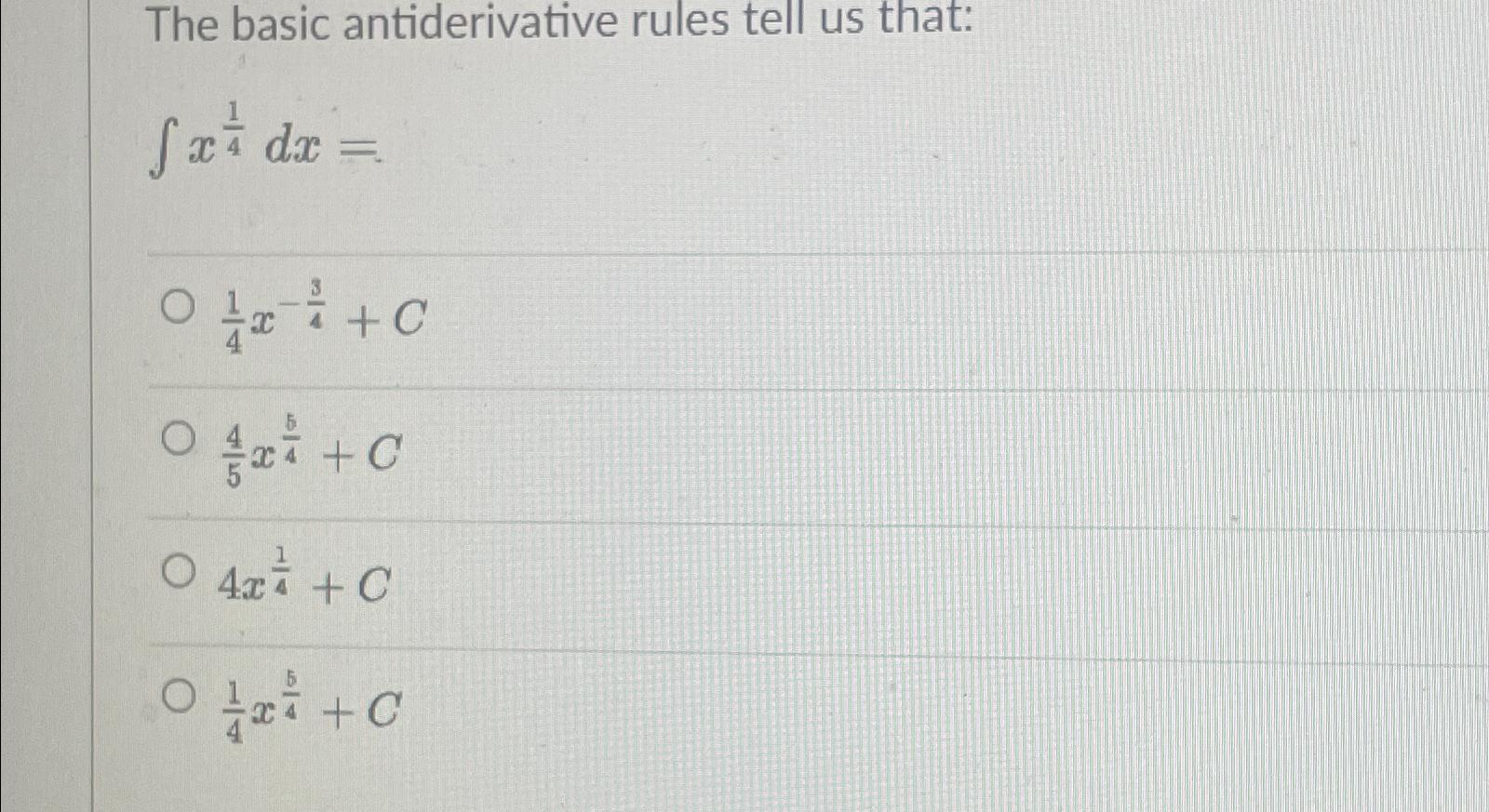 Solved The basic antiderivative rules tell us | Chegg.com