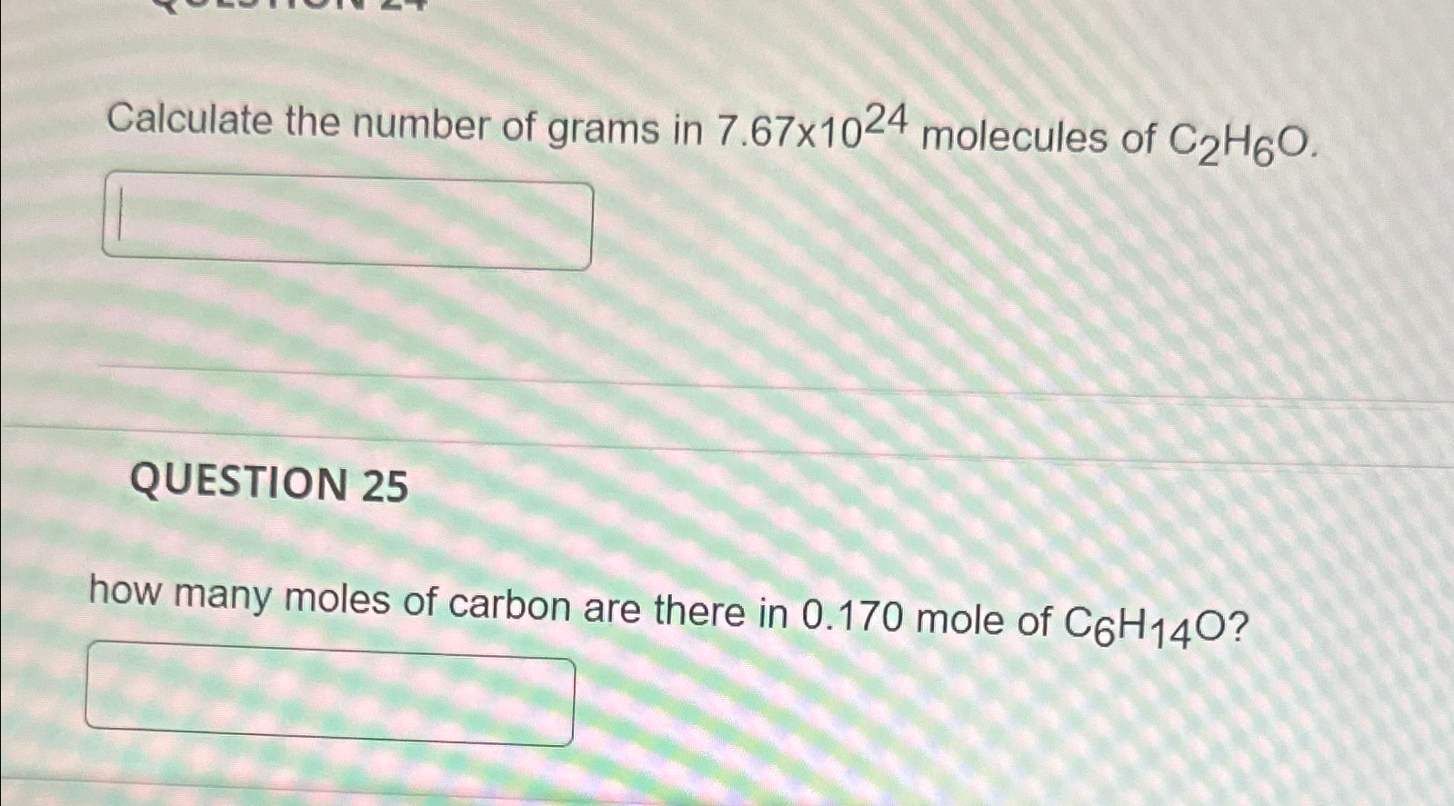 Solved Calculate the number of grams in 7.67×1024 ﻿molecules | Chegg.com