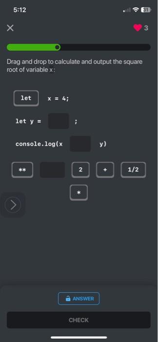 Drag and drop to calculate and output the square root | Chegg.com