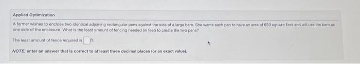 Solved A farmer wishes to enclose two identical adieining | Chegg.com