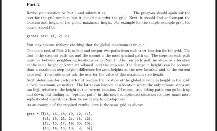 Revise your solution to Part 1 and submit it as The | Chegg.com