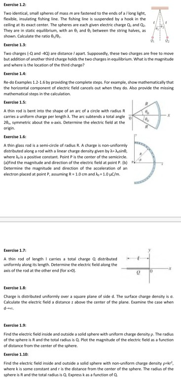 Solved Exercise 1.2: Two identical, small spheres of mass | Chegg.com