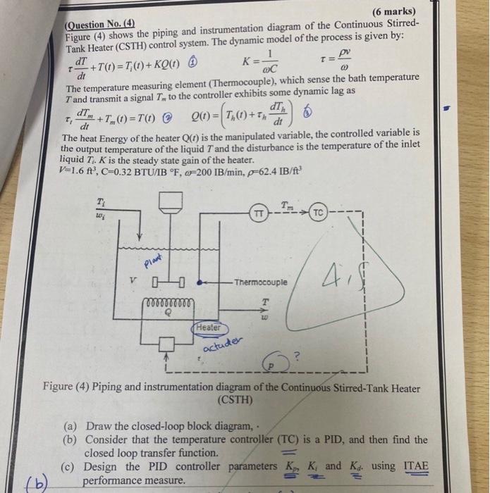 Solved Figure (4) shows the piping and instrumentation | Chegg.com