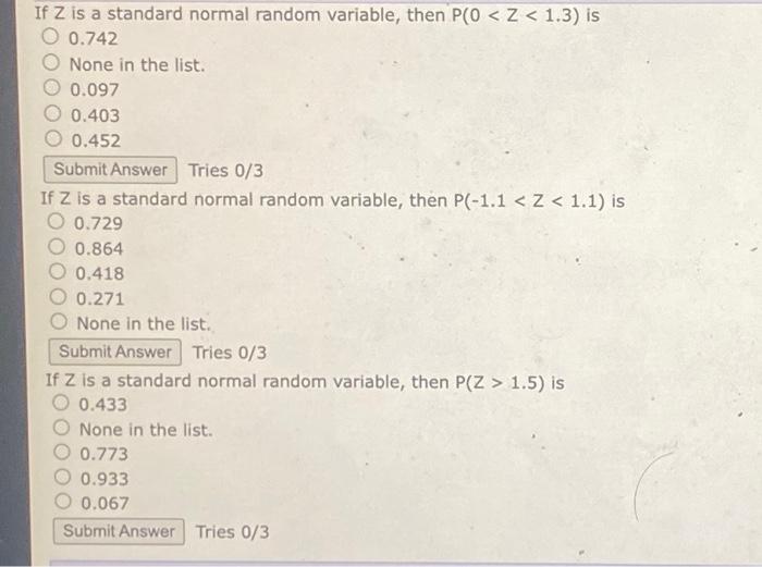 Solved If Z is a standard normal random variable, then | Chegg.com