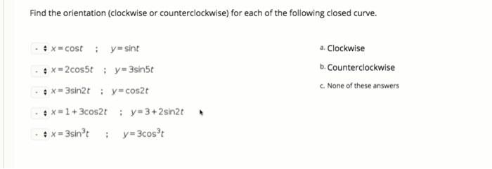 Solved Find the orientation (clockwise or counterclockwise) | Chegg.com