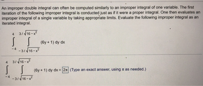 Solved An improper double integral can often be computed | Chegg.com