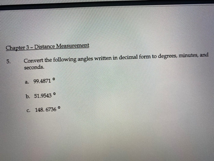 Solved Chapter 3 - Distance Measurement Convert the | Chegg.com