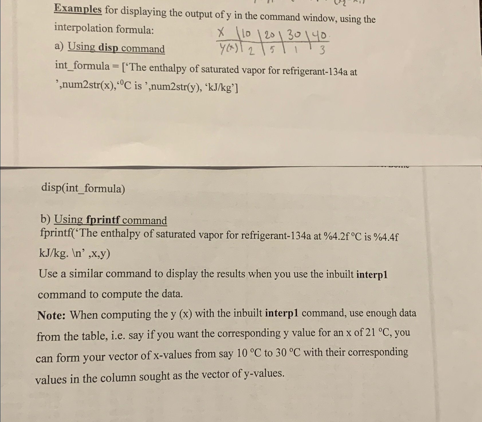 Solved Examples for displaying the output of y ﻿in the | Chegg.com