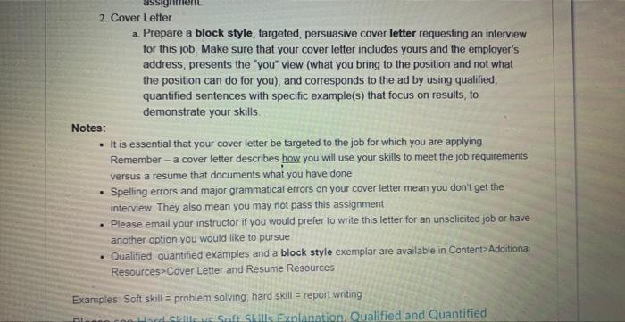 Goal The goal of this assignment is to research a job | Chegg.com