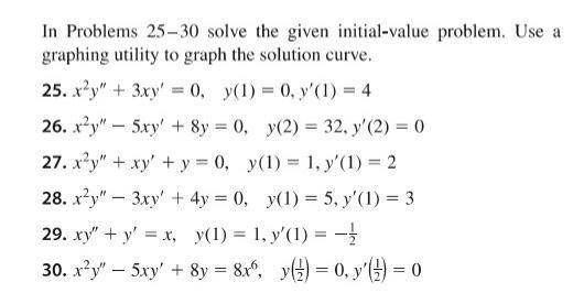 Solved In Problems 25-30 solve the given initial-value | Chegg.com