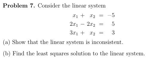 Solved Problem 7. ﻿Consider the linear | Chegg.com