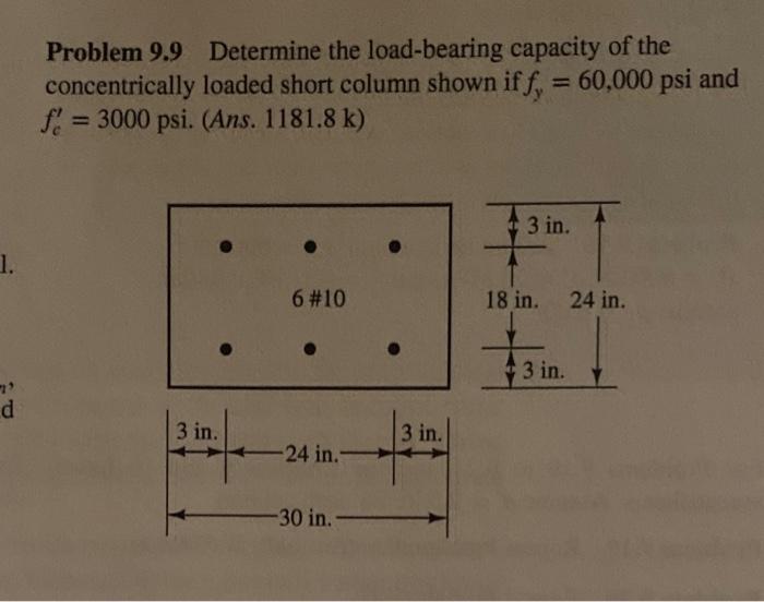Solved Problem 9.9 Determine the load-bearing capacity of | Chegg.com