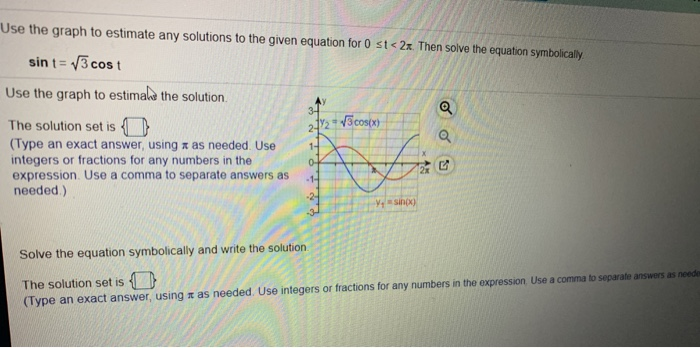 Solved Use the graph to estimate any solutions to the given | Chegg.com