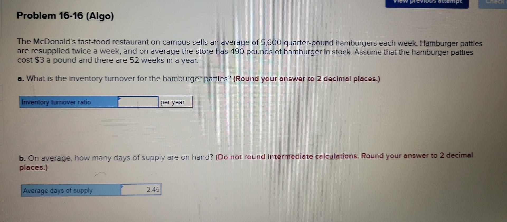 Solved The McDonald's fast-food restaurant on campus sells | Chegg.com