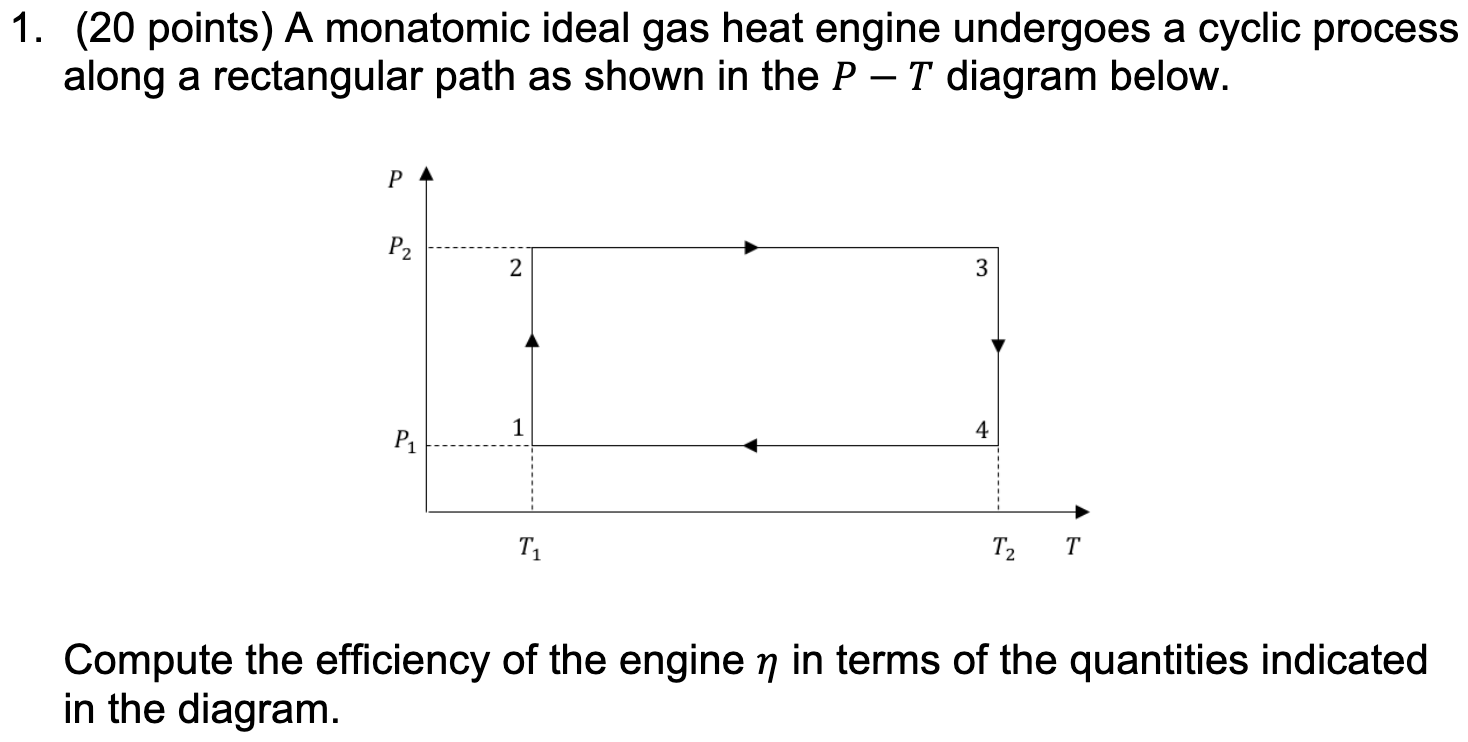Solved Compute the efficiency of the engine \( \eta \) ﻿in | Chegg.com