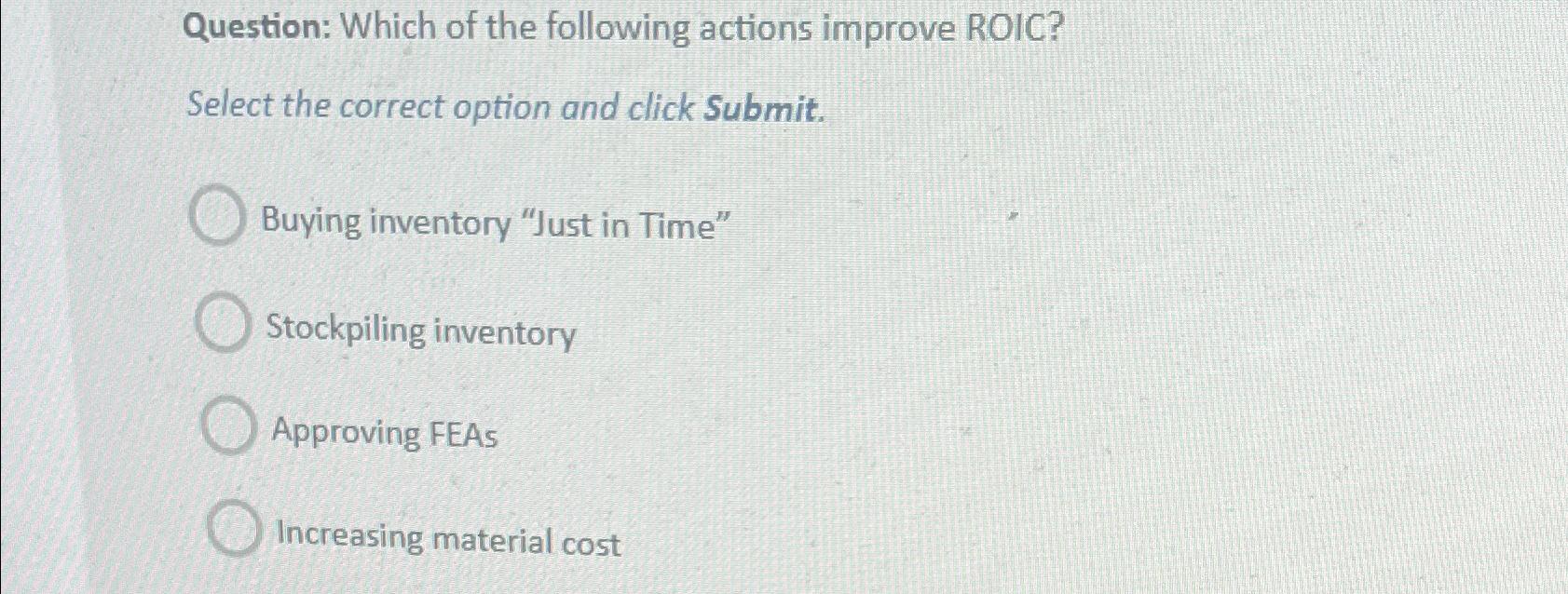 Solved Question: Which of the following actions improve | Chegg.com