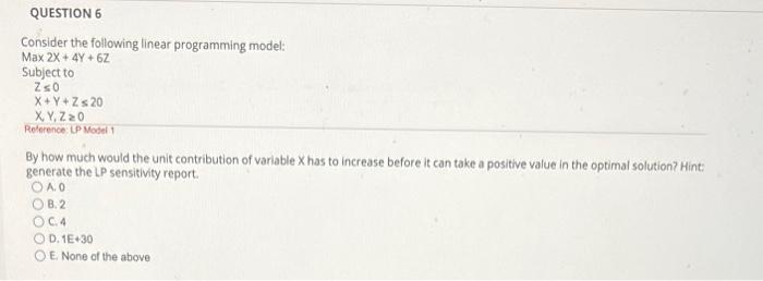 Solved Consider the following linear programming model: | Chegg.com