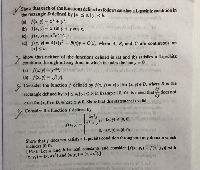 Lipschitz Continuous Function Example Problems
