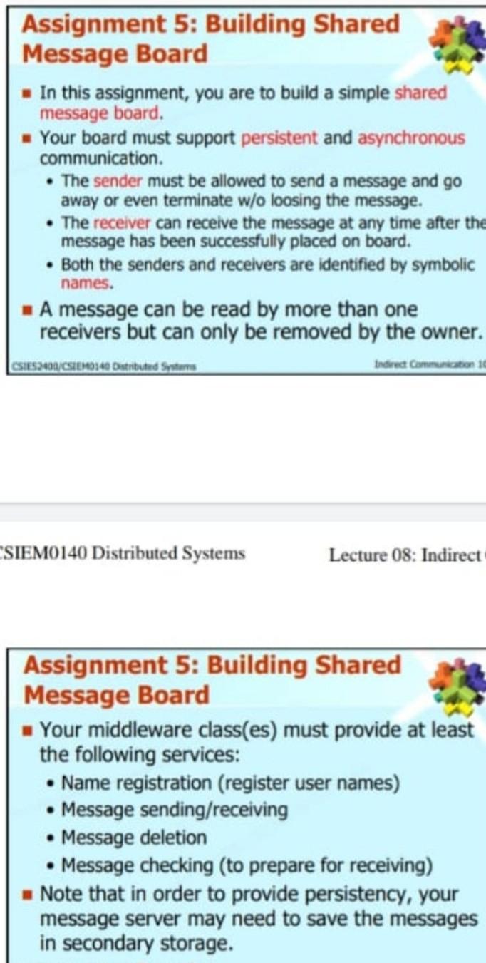 Solved Assignment 5: Building Shared Message Board In this | Chegg.com