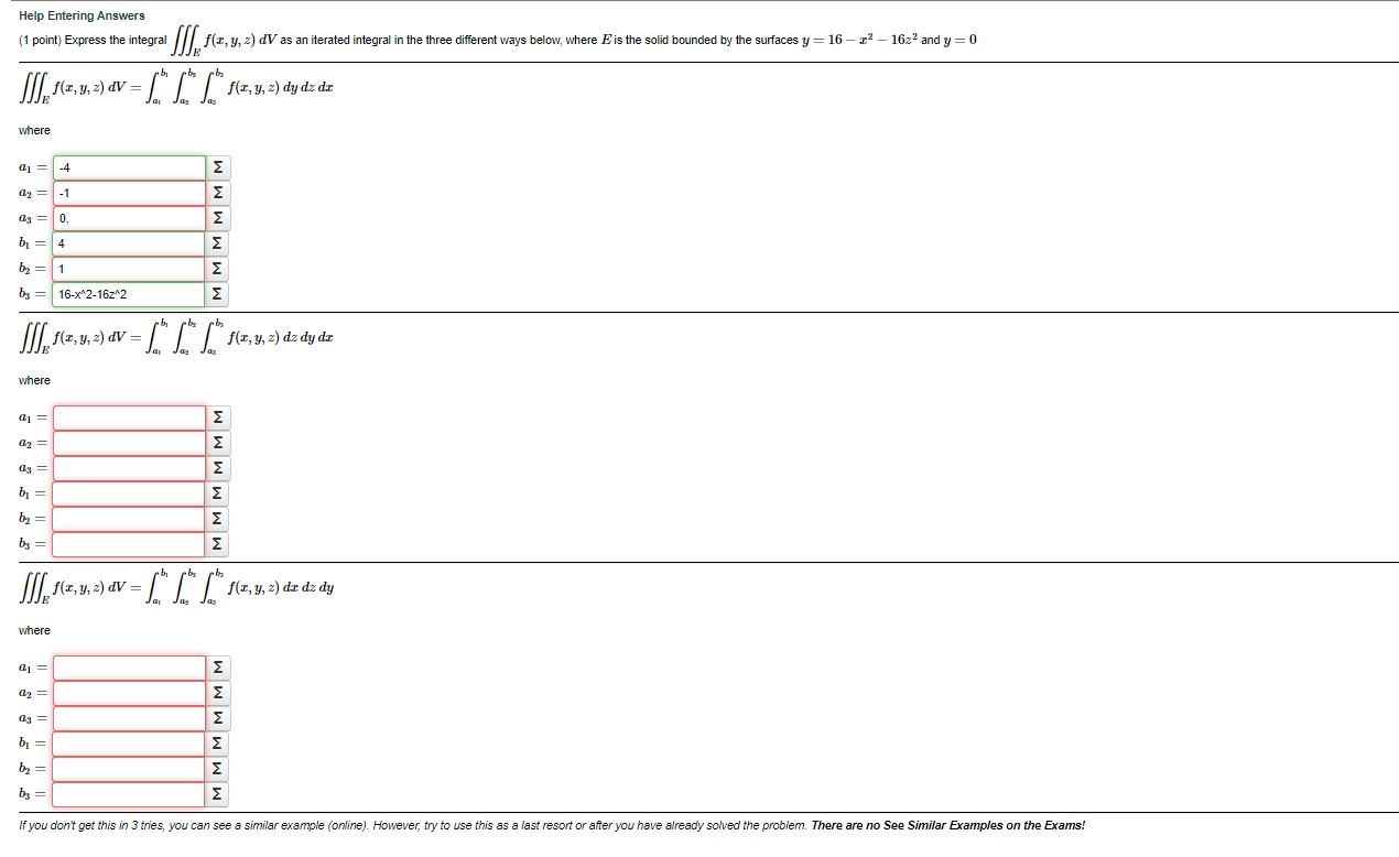 Solved Help Entering Answers(1 ﻿point) ﻿Express the integral | Chegg.com