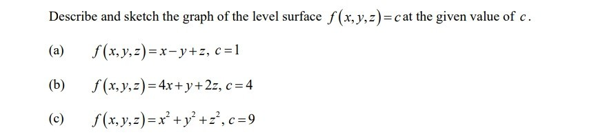 Solved Describe and sketch the graph of the level surface | Chegg.com