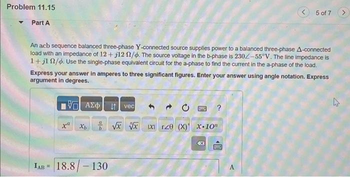 Solved An acb sequence balanced three-phase Y-connected | Chegg.com
