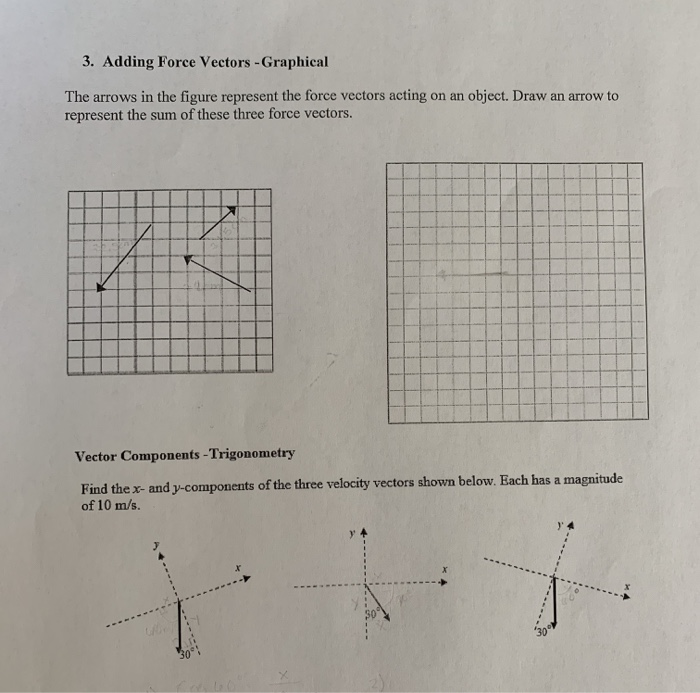 Solved 3. Adding Force Vectors - Graphical The arrows in the | Chegg.com
