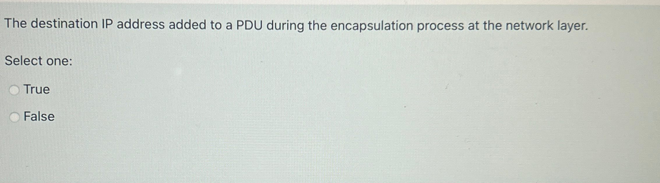The destination IP address added to a PDU during the | Chegg.com