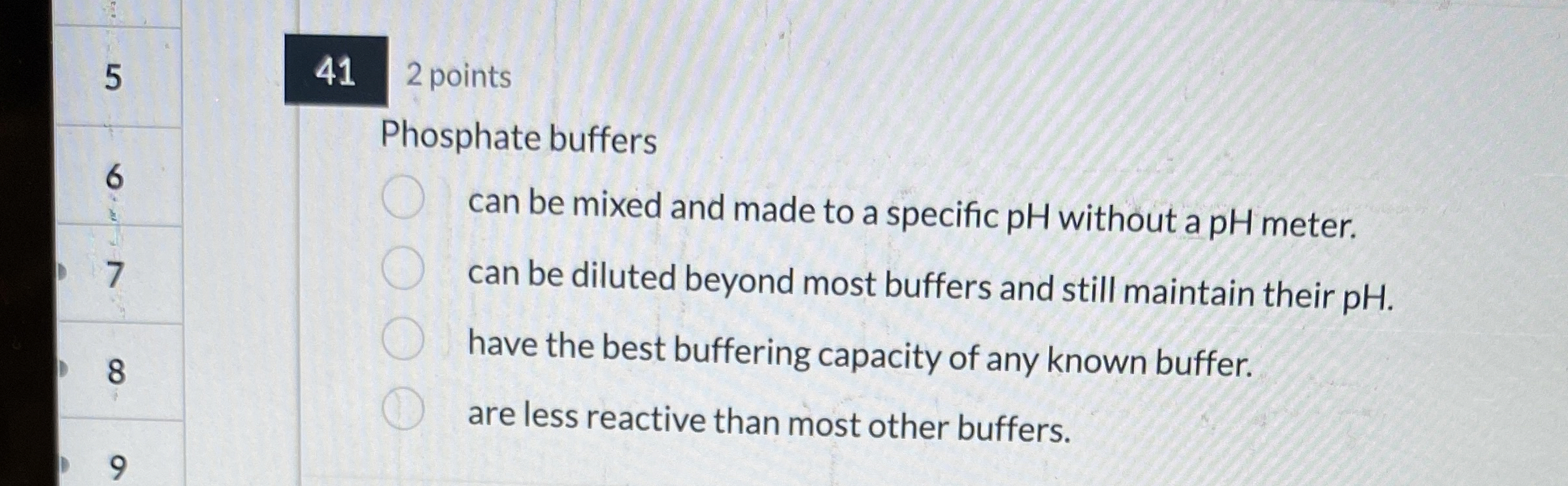 Solved 412 ﻿pointsPhosphate bufferscan be mixed and made to | Chegg.com