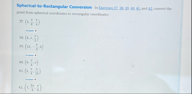 Solved Spherical-to-Rectangular Conversion In Exercisci | Chegg.com