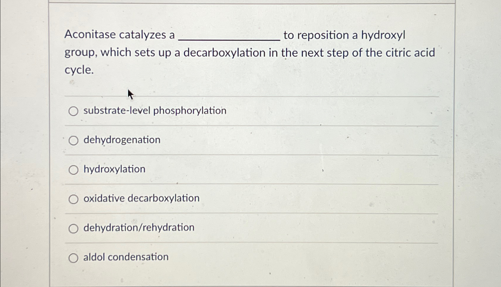 Solved Aconitase catalyzes a to reposition a hydroxyl group, | Chegg.com Solved Aconitase catalyzes a to reposition a hydroxyl group, | Chegg.com