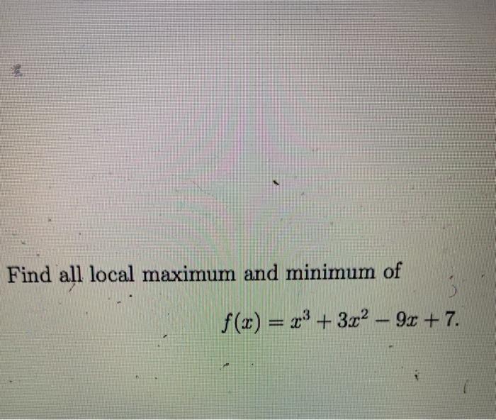 Solved Find all local maximum and minimum of f(x) = x + 3.22 | Chegg.com