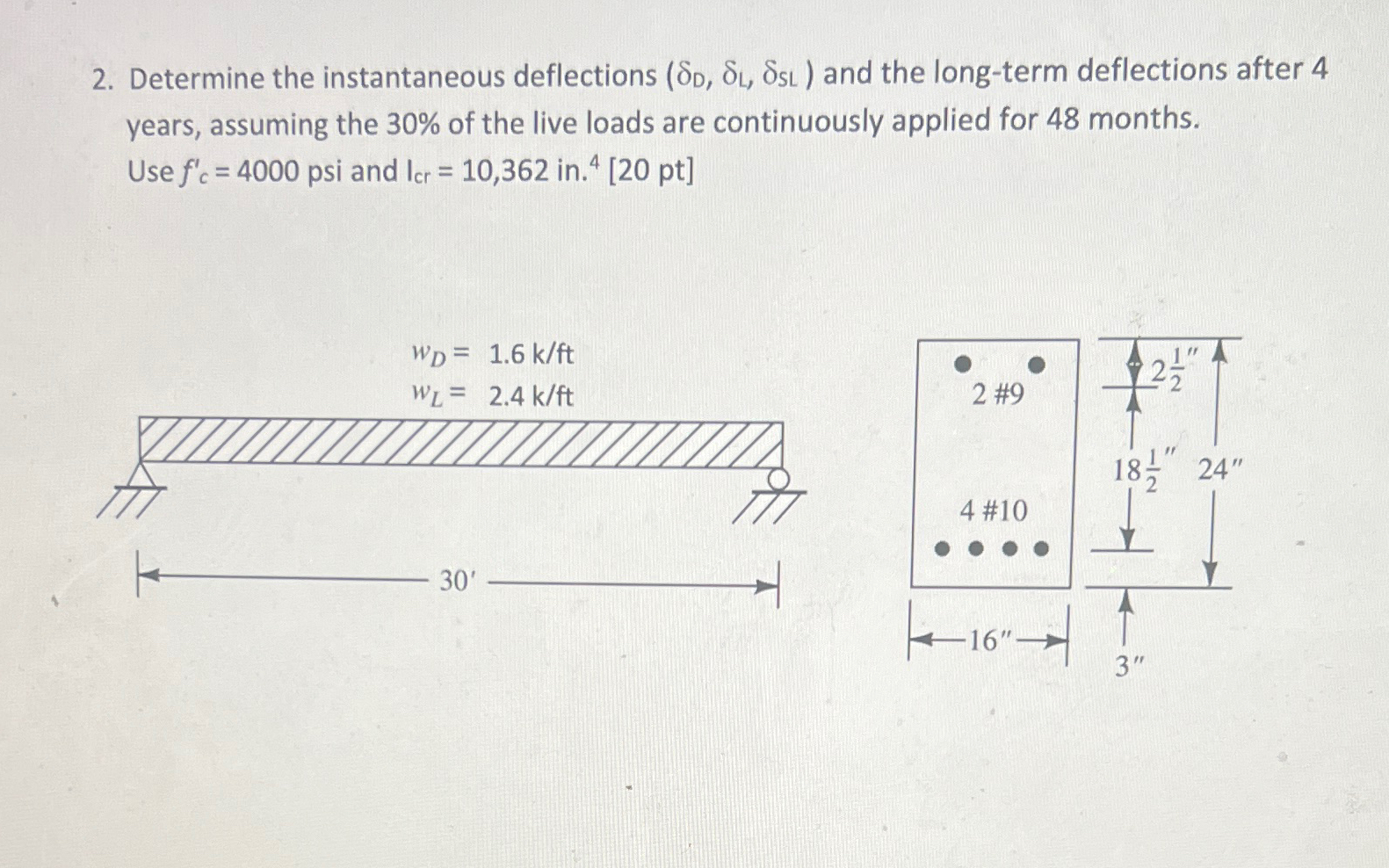 Solved Determine the instantaneous deflections ( δD,δL,δSL ) | Chegg.com