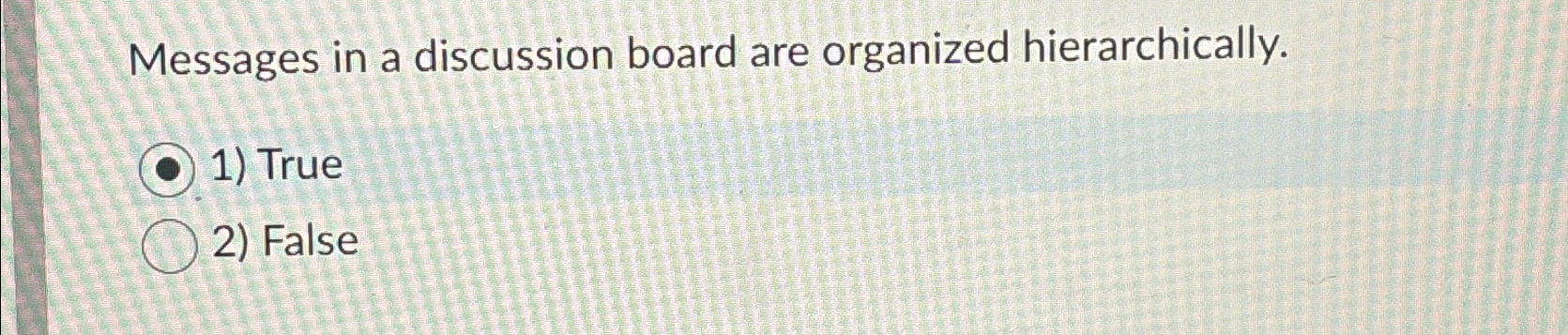 Solved Messages in a discussion board are organized | Chegg.com