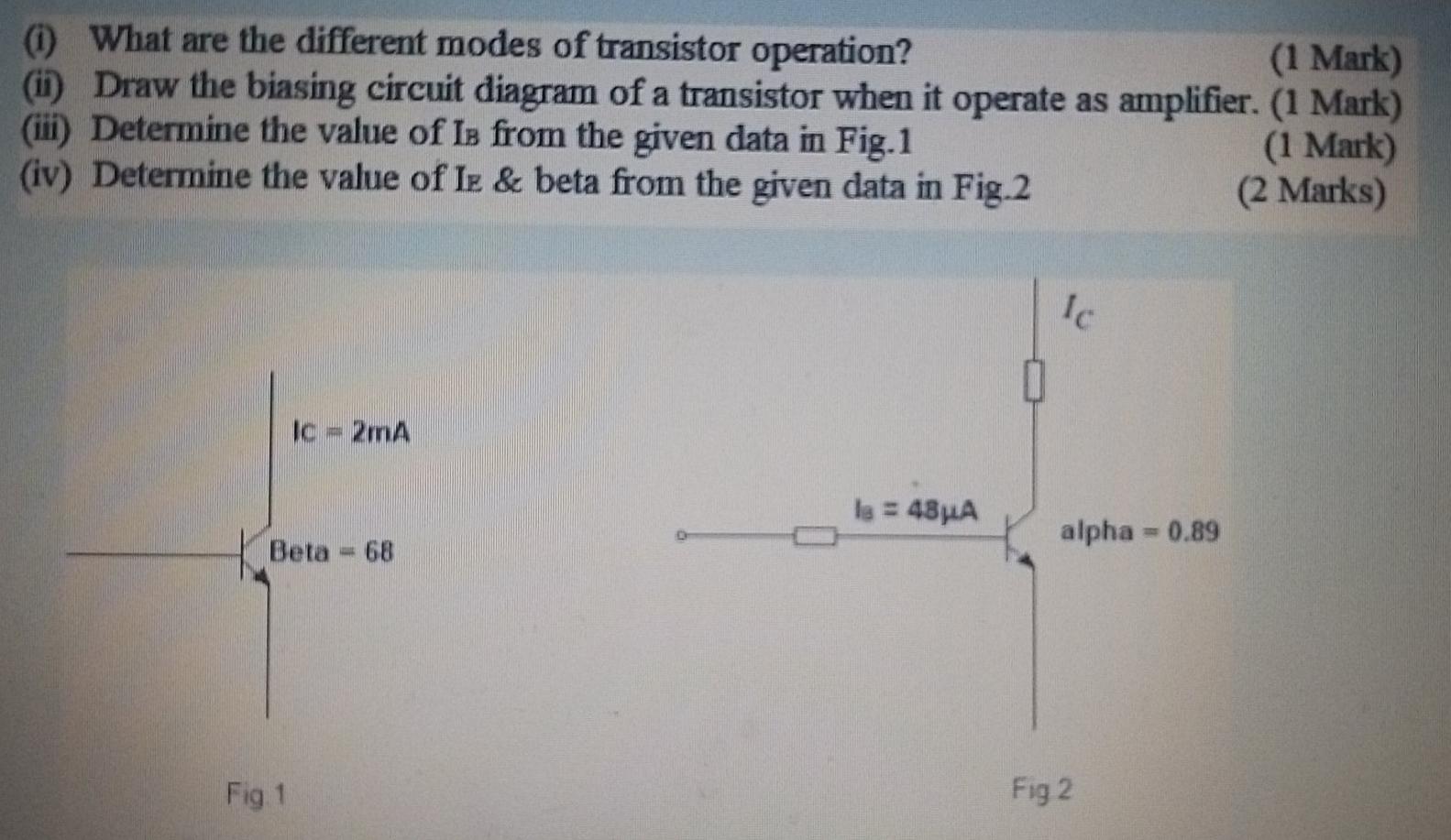 Solved (1) What are the different modes of transistor | Chegg.com