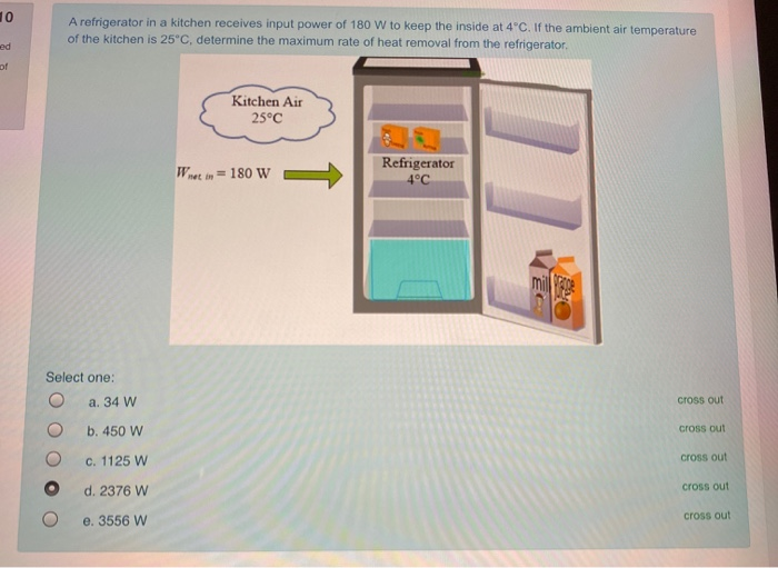 Solved A refrigerator in a kitchen receives input power of | Chegg.com