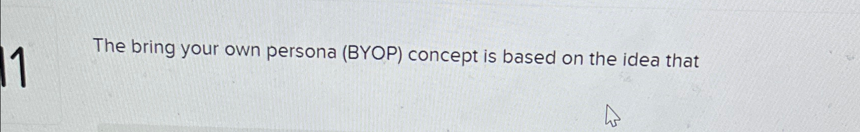 Solved 1 ﻿The bring your own persona (BYOP) ﻿concept is | Chegg.com