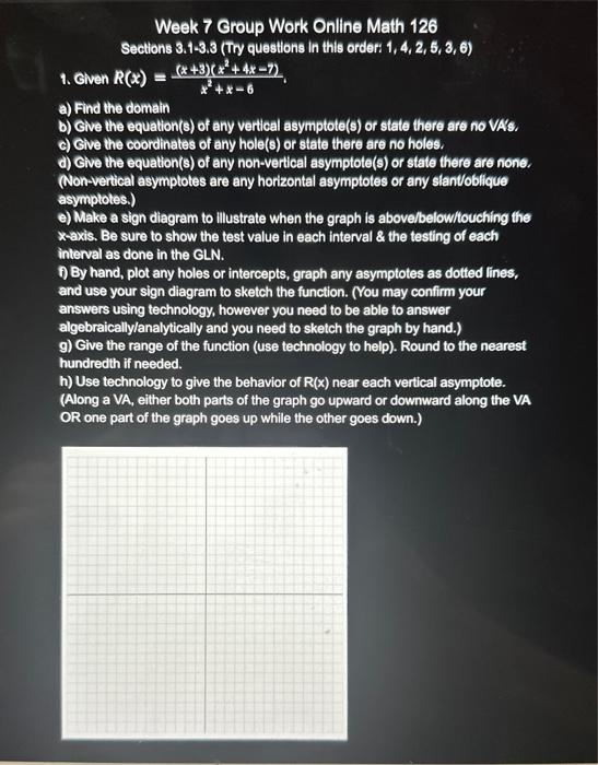 Solved Week 7 Group Work Online Math 126 Sections 3.1−3.3 | Chegg.com