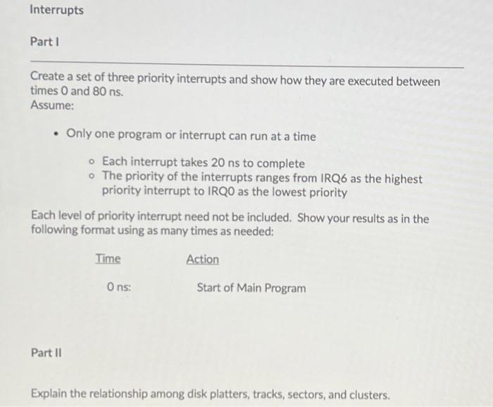 Solved Create a set of three priority interrupts and show | Chegg.com
