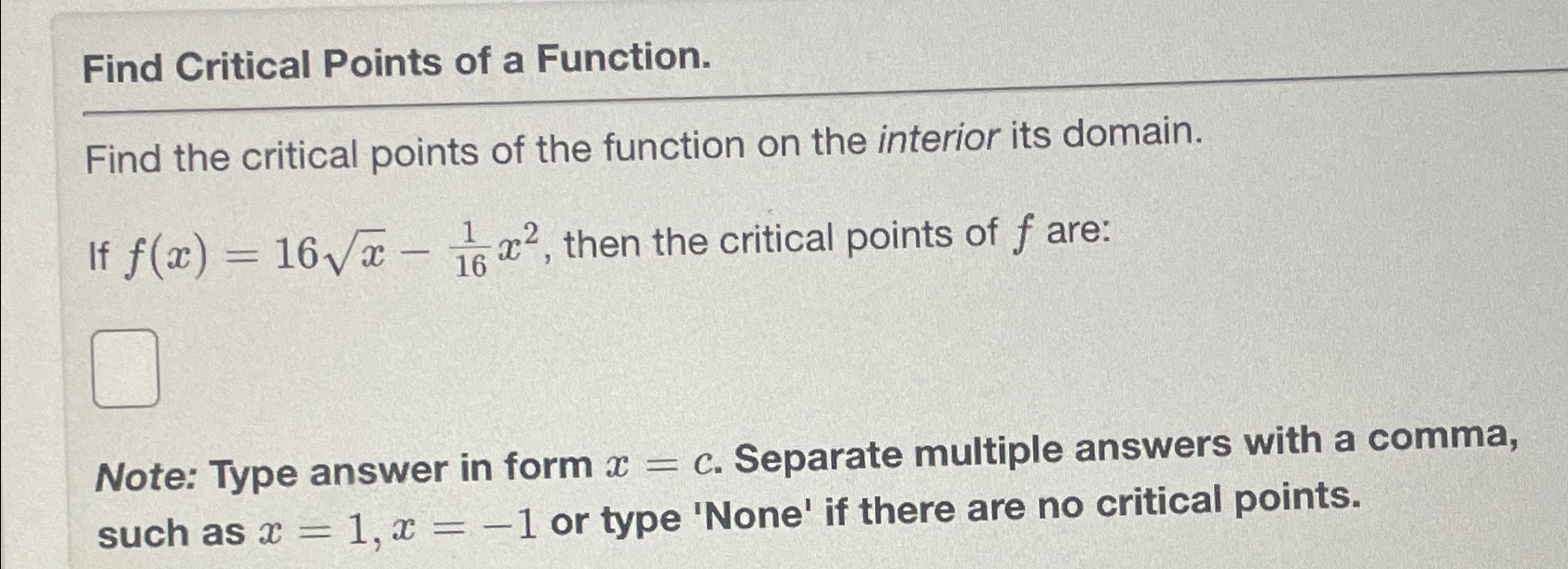 Solved Find Critical Points Of A Function Find The Critical