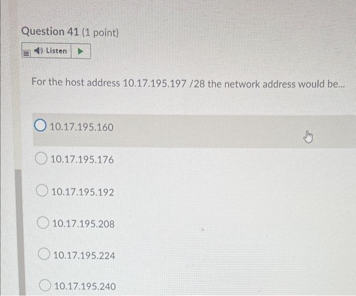Solved For the host address 10.28.94.135/27 the last usable | Chegg.com