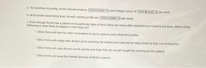 Acme Anvils has a newly patented anvil that is ready | Chegg.com