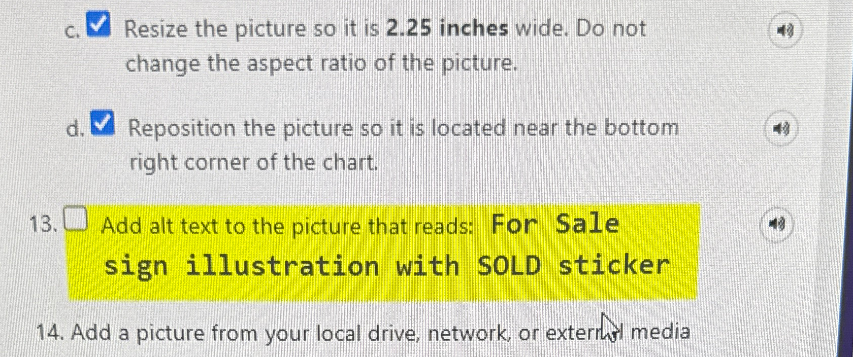 Solved c. ﻿Resize the picture so it is 2.25 ﻿inches wide. Do | Chegg.com