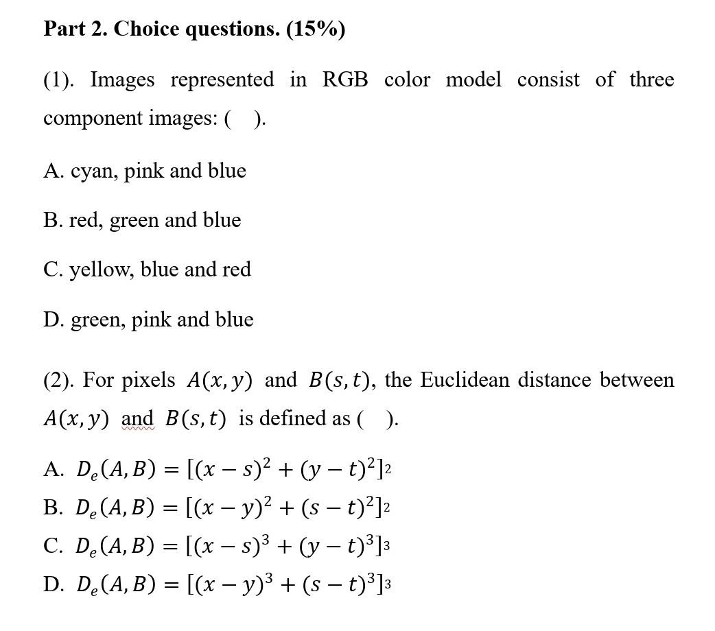 Solved These questions are from the Digital Image processing | Chegg.com