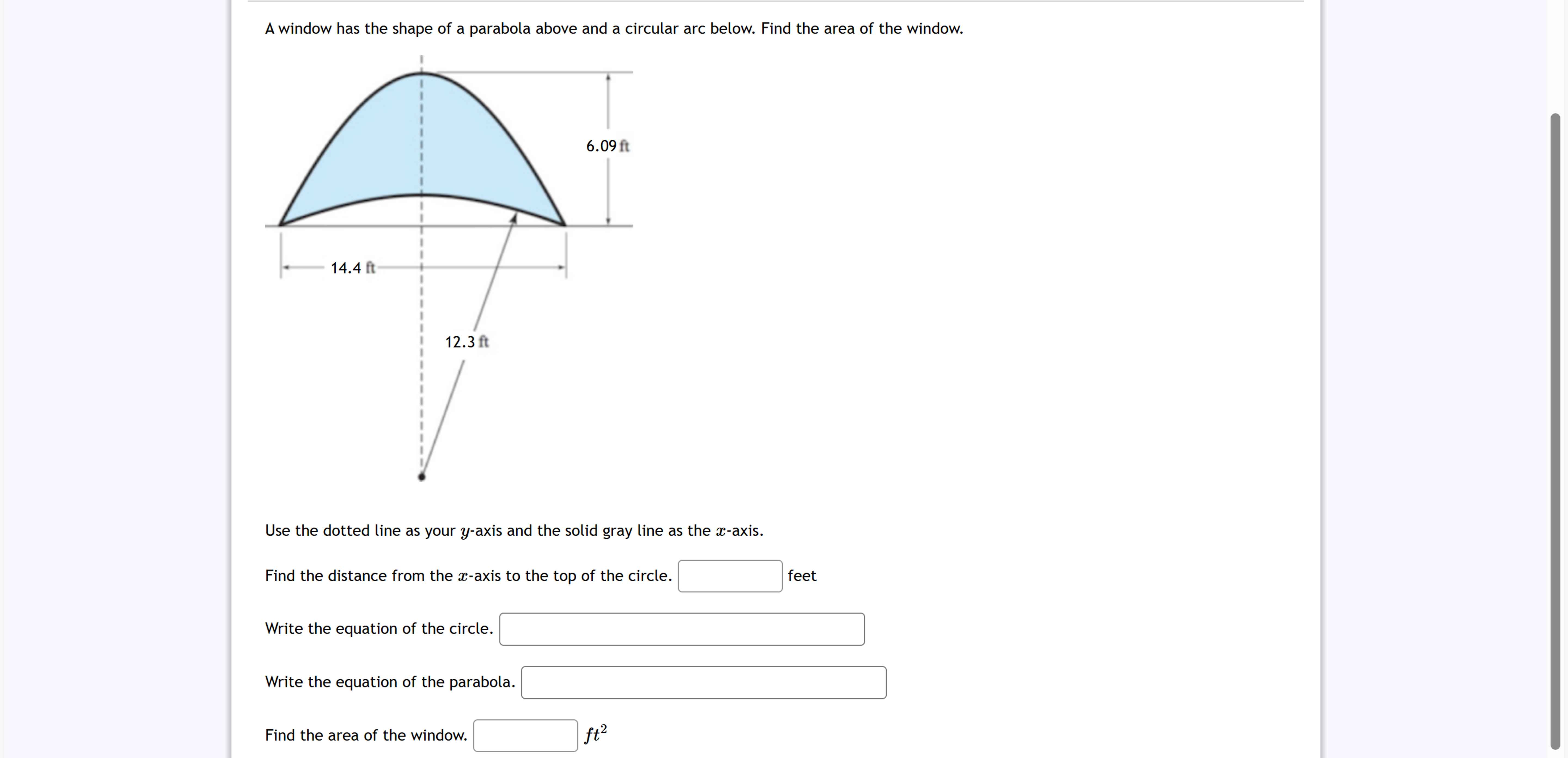 Solved A window has the shape of a parabola above and a | Chegg.com