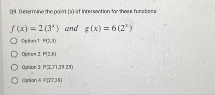 Solved Q9 Determine the point (s) of intersection for these | Chegg.com