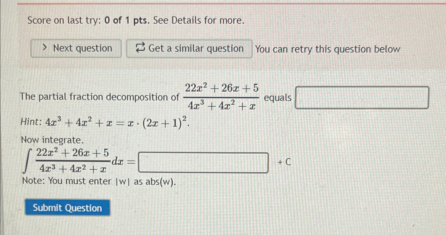 Solved Score on last try: 0 ﻿of 1pts. ﻿See Details for | Chegg.com