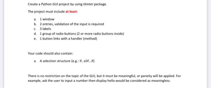 Solved Create A Python Gui Project By Using Tkinter Package 5997