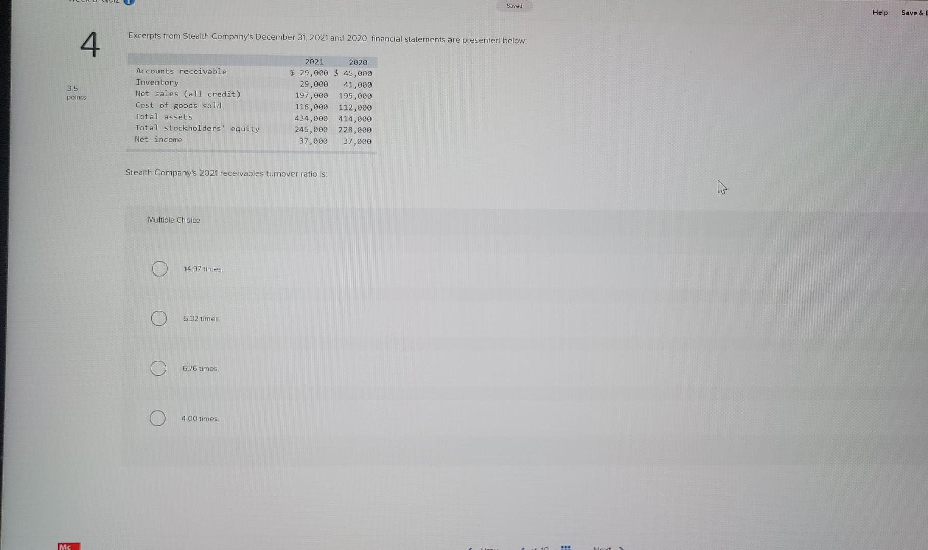 Solved Saved Help Save & Exit Subm A partial balance sheet | Chegg.com